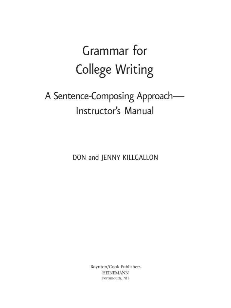 A Sentence-Composing Approach-Instructor Manual PDF | PDF | Adverb ...