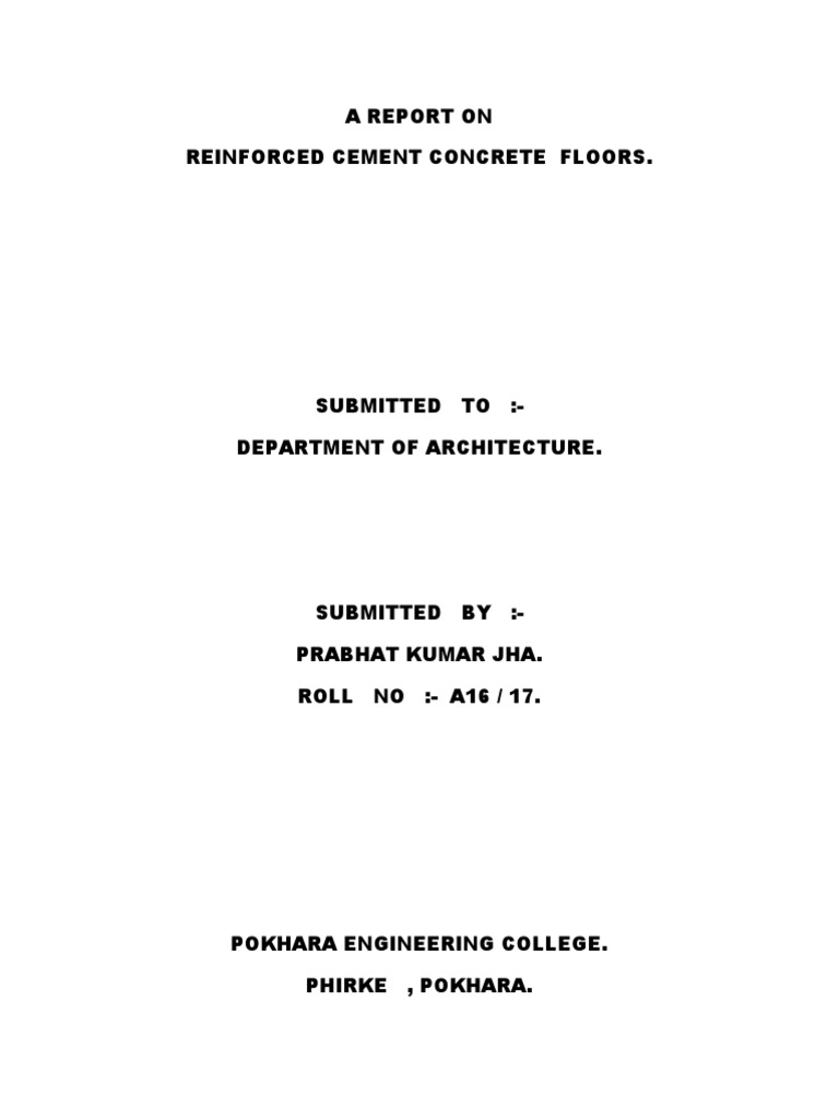 A Report On Reinforced Cement Concrete Floors | PDF | Concrete ...