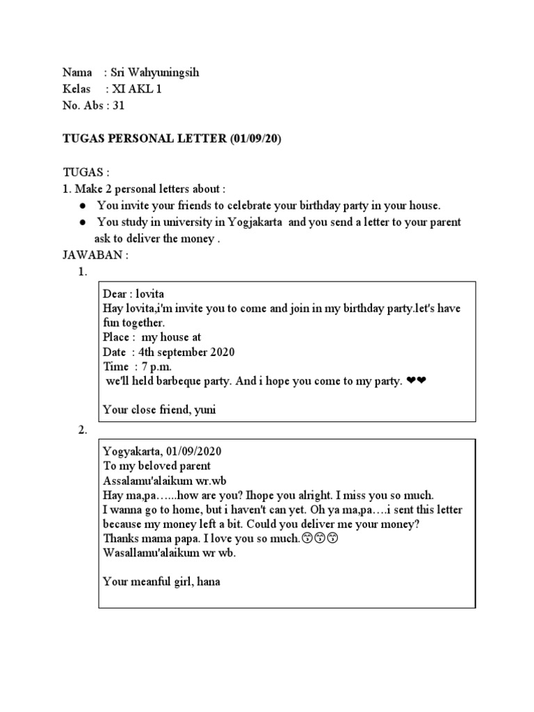 Personal Letter Writing Examples | PDF | Wellness | Poetry