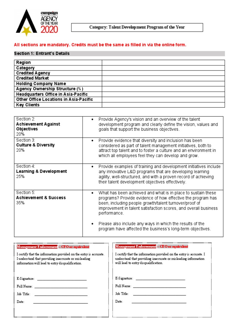 AOY2020 - Talent Development Program of The Year | PDF | Applied ...