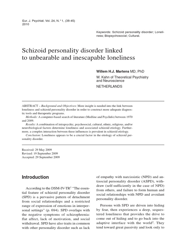 Schizoid Personality Disorder Linked To Unbearable and Inescapable ...
