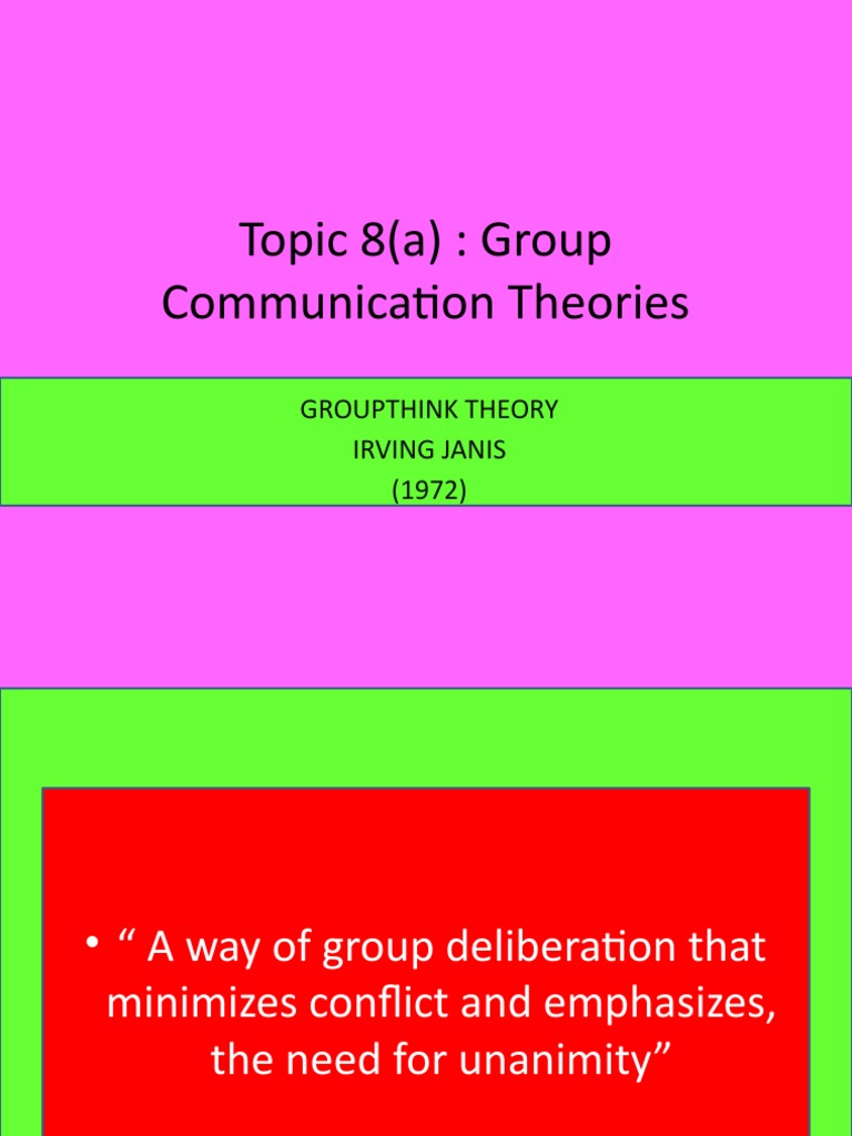 Topic 8 (A) : Group Communication Theories: Groupthink Theory Irving ...