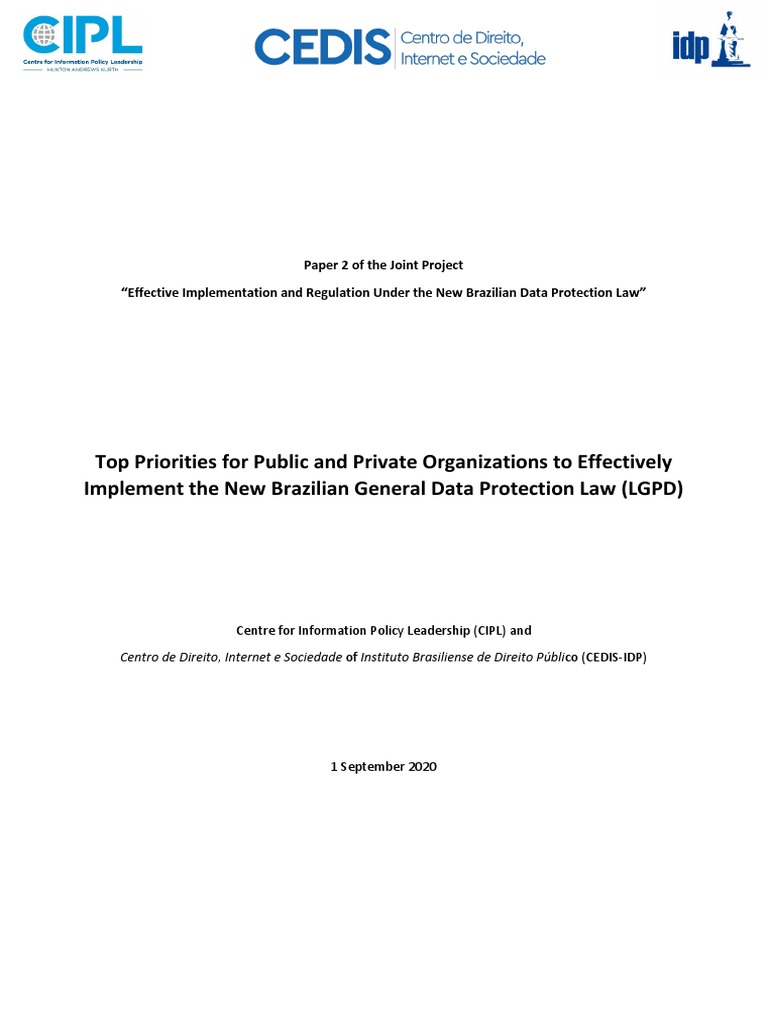Cipl-Idp White Paper On Top Priorities For Public and Private ...
