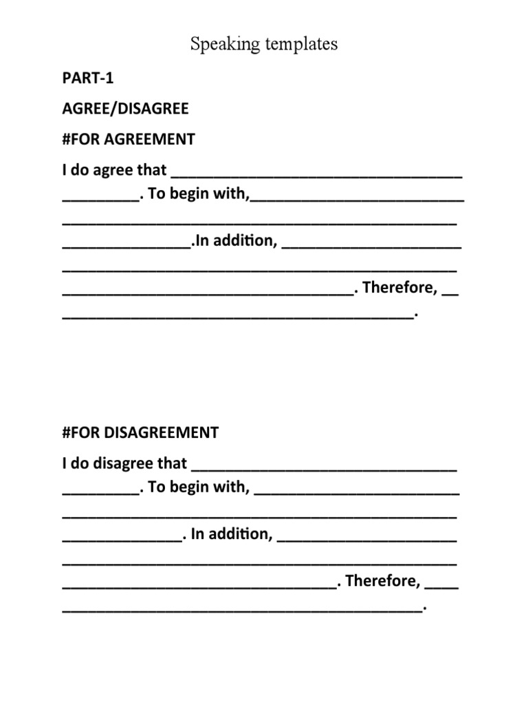 Comprehensive Templates for Structuring Speaking Responses on Various ...