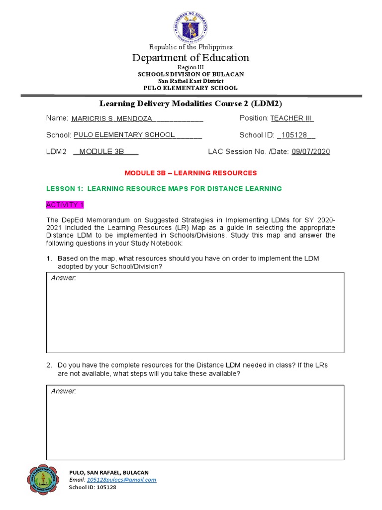 Department of Education: Learning Delivery Modalities Course 2 (LDM2) | Download Free PDF ...