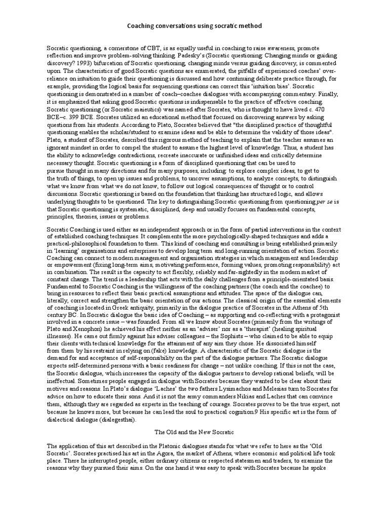 Coaching Conversations Using Socratic Method | PDF | Socrates ...