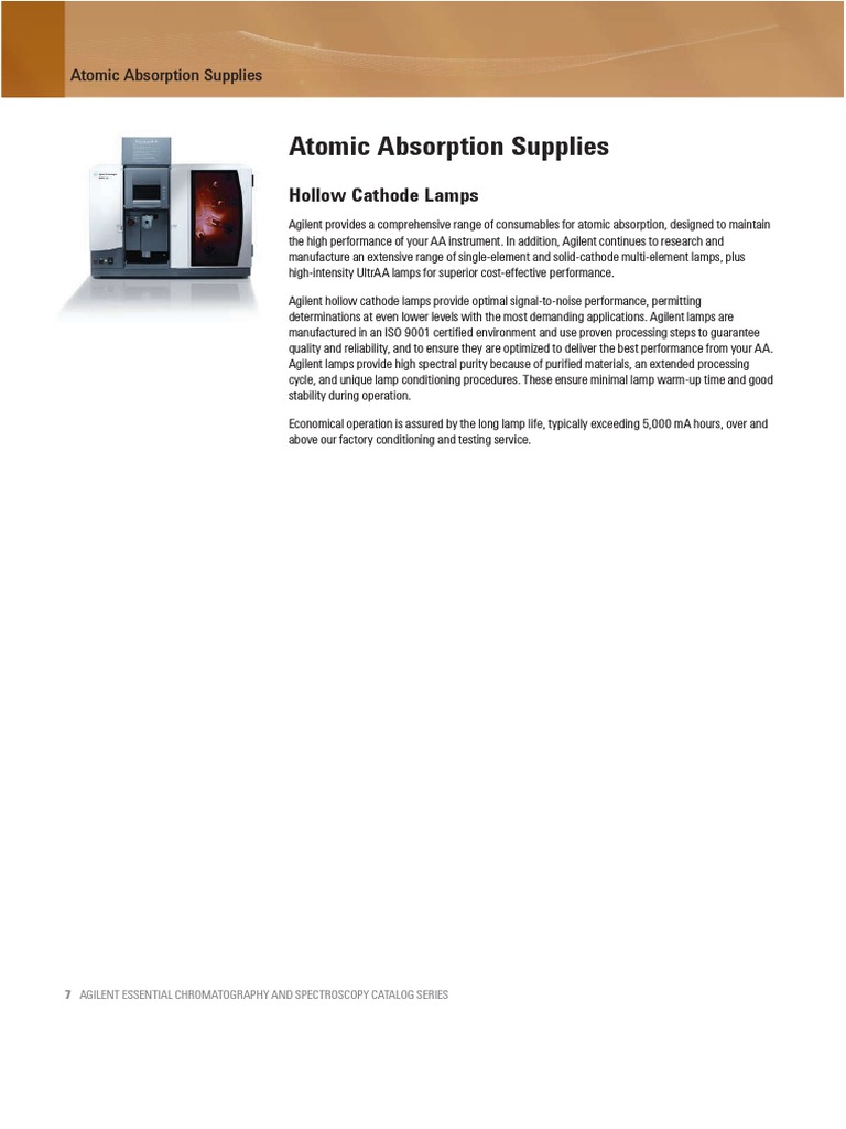 Agilent Atomic Absorption Supplies | PDF | Atomic Absorption ...
