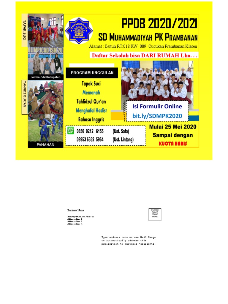SDM PK P: PPDB 2020/2021 | PDF