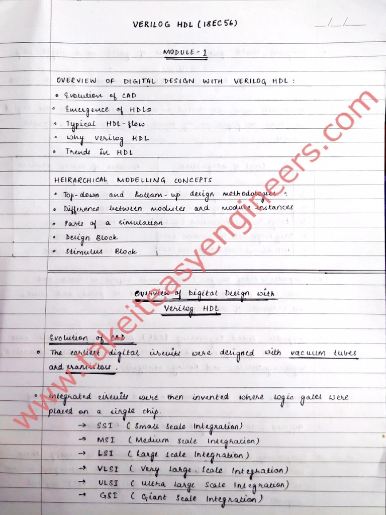 Verilog HDL Module 1 (1) | PDF | Hardware Description Language | Electrical Engineering