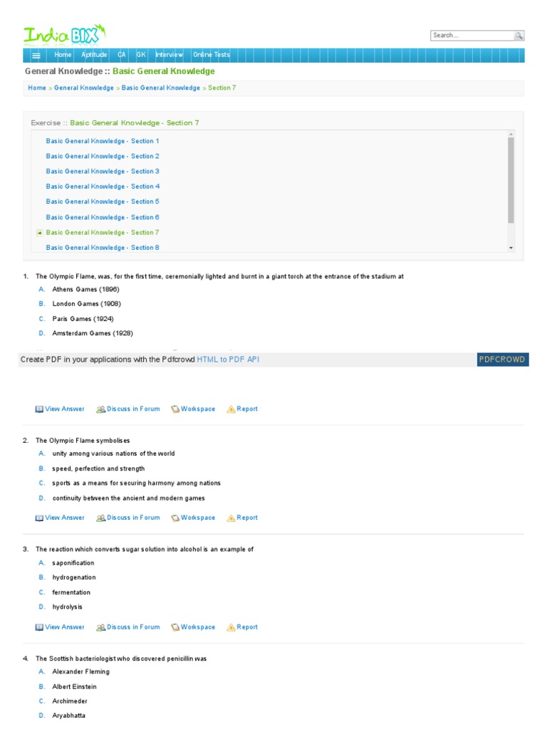 WWW Indiabix Com General Knowledge Basic General Knowledge 0 | PDF