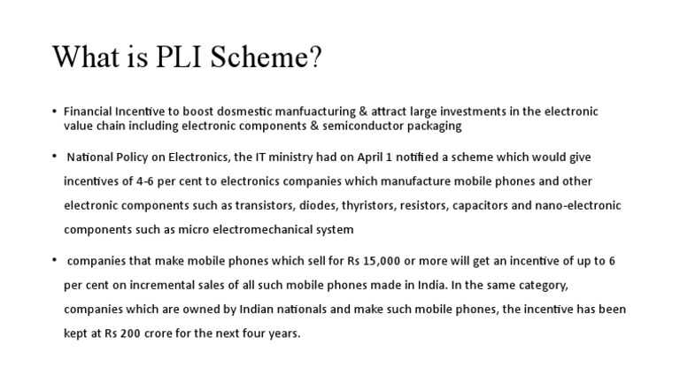 PLI Scheme: Incentives for Electronics | PDF