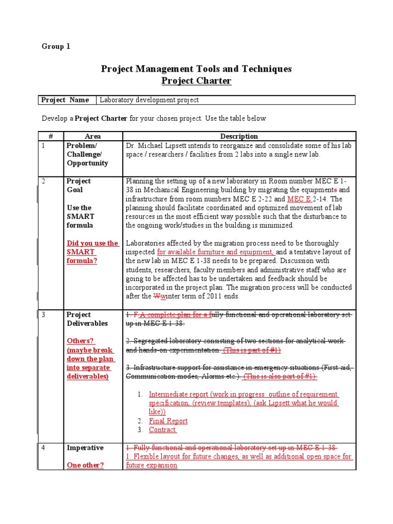 02 Project Charter (Annotated) | PDF | Laboratories | Experiment