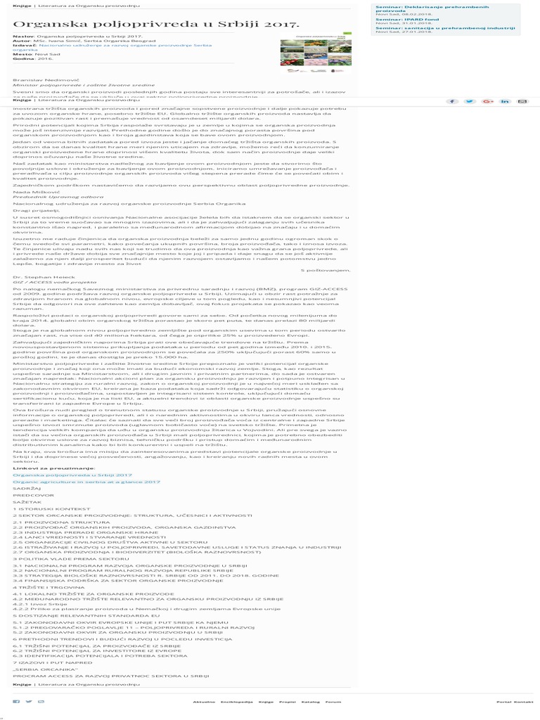 Organska Poljoprivreda U Srbiji 2017 | PDF | Characters Created | Sports