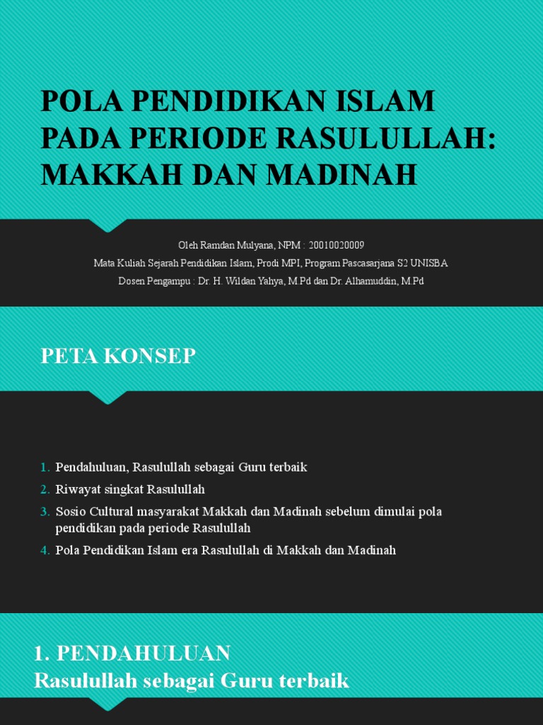 Pola Pendidikan Islam Era Rasulullah Periode Makkah Dan Madinah | PDF