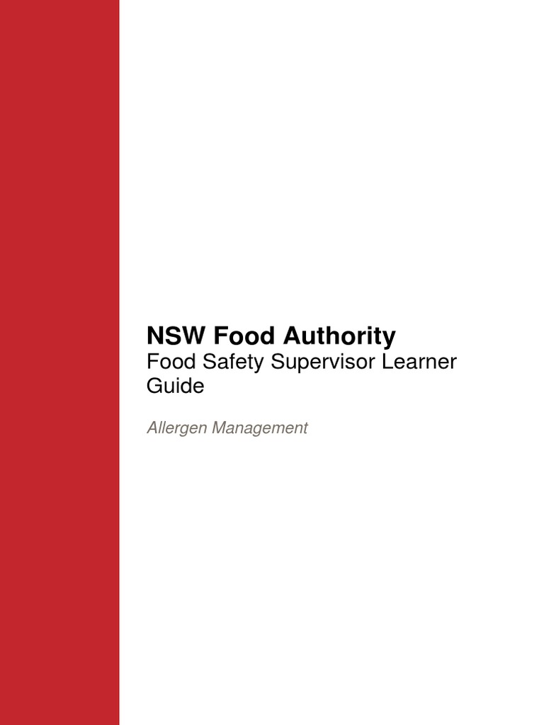 NSW Food Authority: Food Safety Supervisor Learner Guide | PDF
