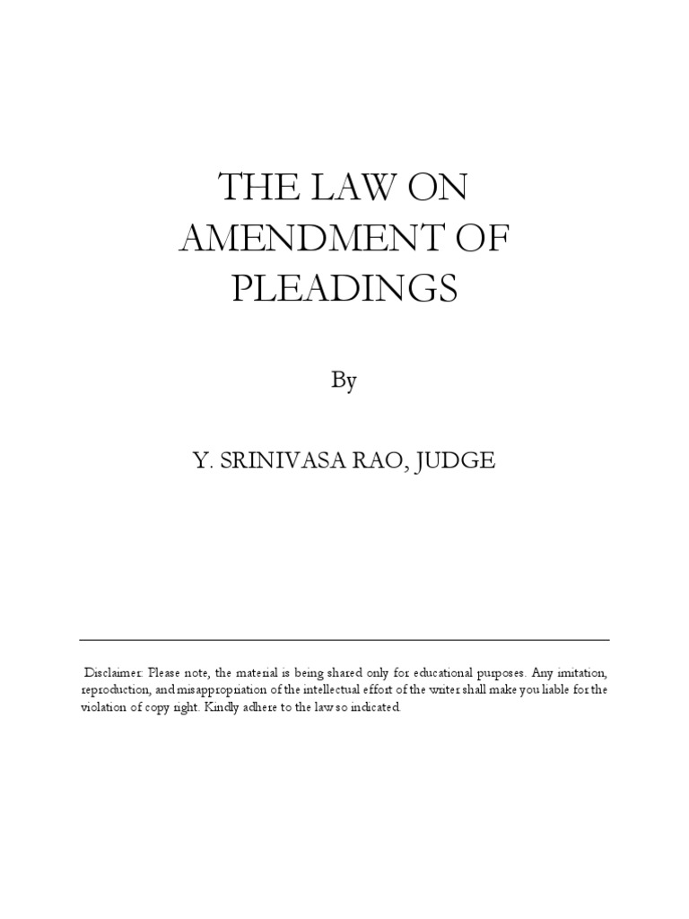The Law On Amendment of Pleadings PDF | PDF | Pleading | Supreme Court ...