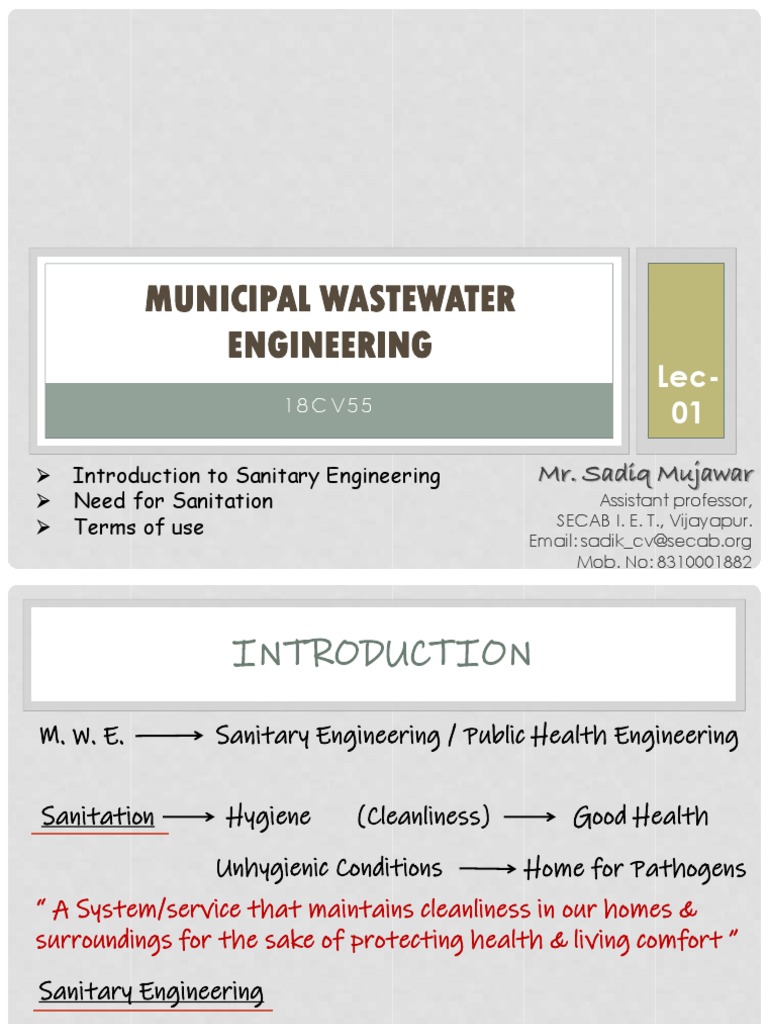 Introduction to Municipal Wastewater Engineering | PDF | Wastewater ...