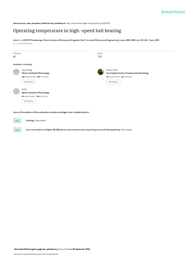 Operatingtemperatureinhigh Speedballbearingsage | PDF | Bearing ...
