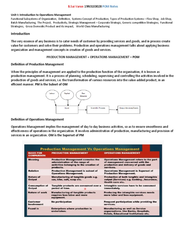 Operations Management Basics | PDF | Strategic Management | Mass Production