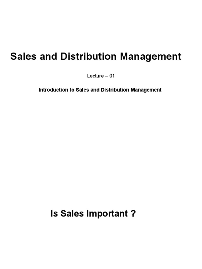 Introduction To Sales and Distribution Management | PDF