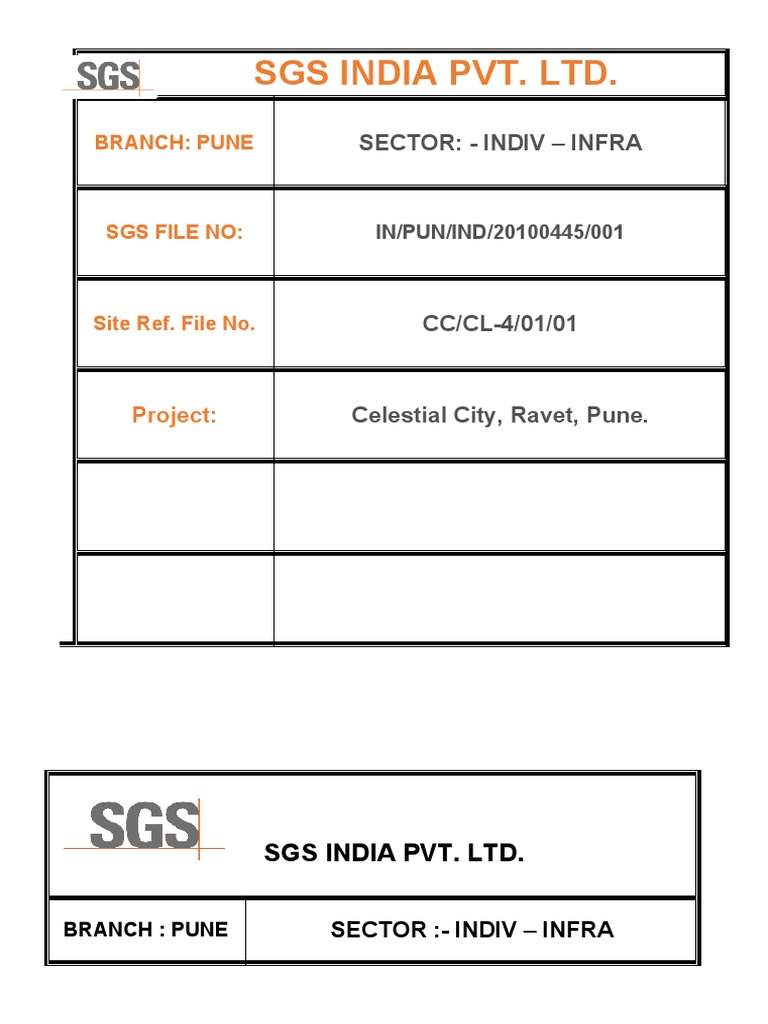 Sgs India Pvt. LTD.: Sector: - Indiv - Infra | PDF