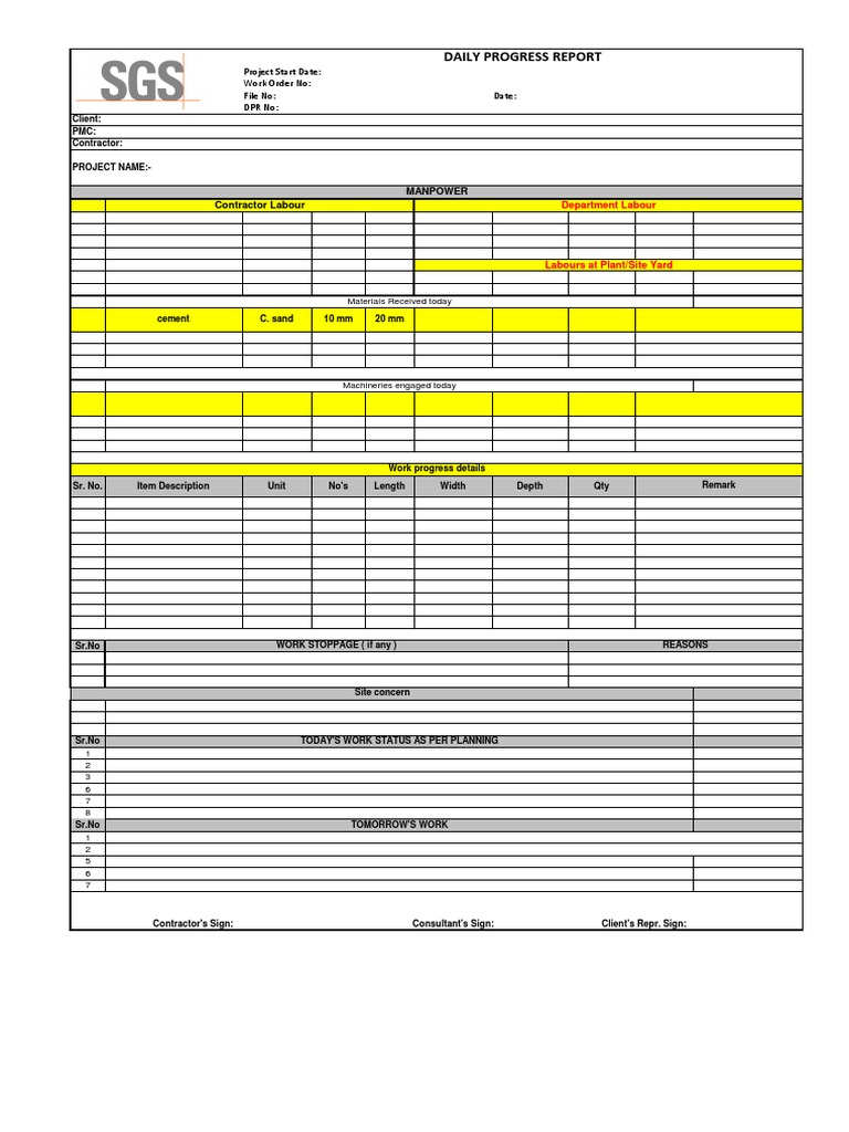 Daily Progress Report: Manpower Contractor Labour | PDF