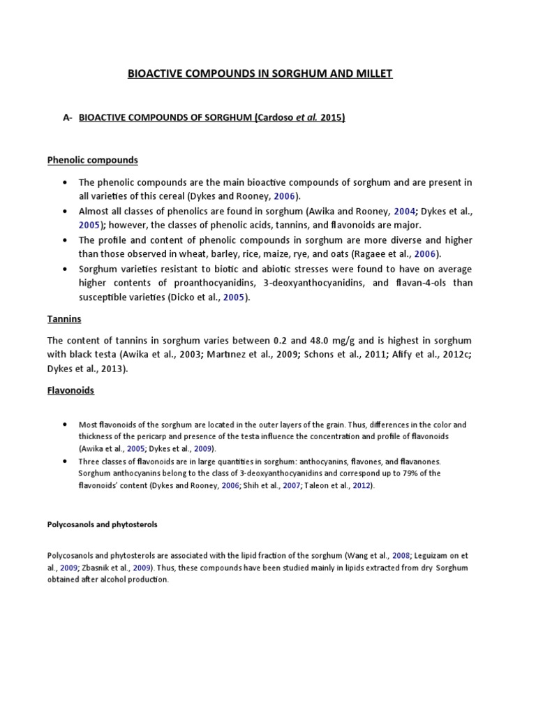 Bioactive Compounds in Sorghum and Millet | PDF | Phenolic Content In ...