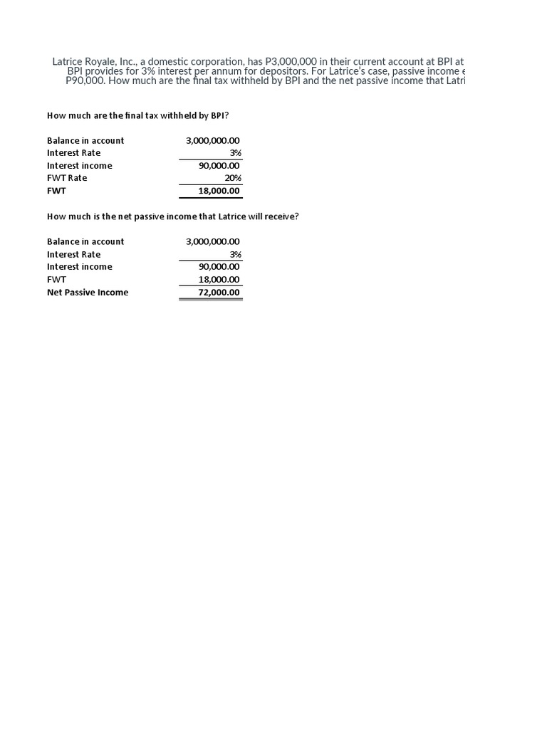 3.1 Exercise - Non Individual FWT | PDF