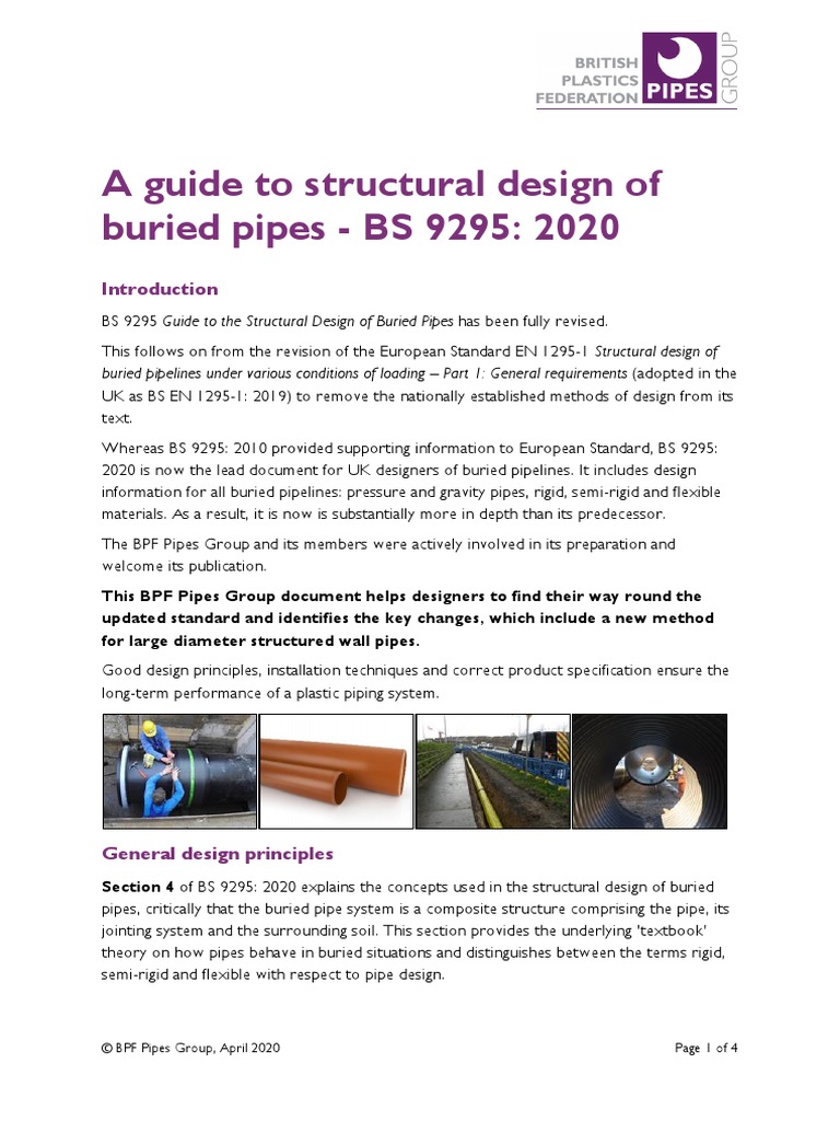 A Guide To Structural Design of Buried Pipes - BS 9295: 2020 | PDF ...
