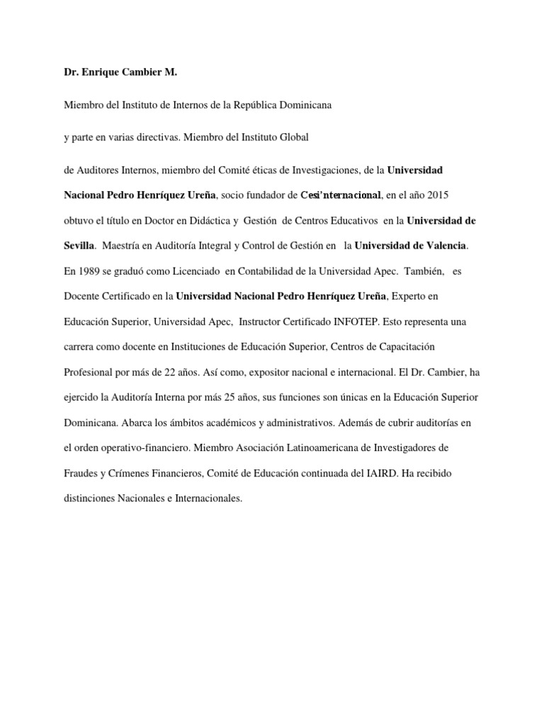 Hoja de Vida Profesional Dr. Cambier PDF | PDF | Crecimiento personal y ...