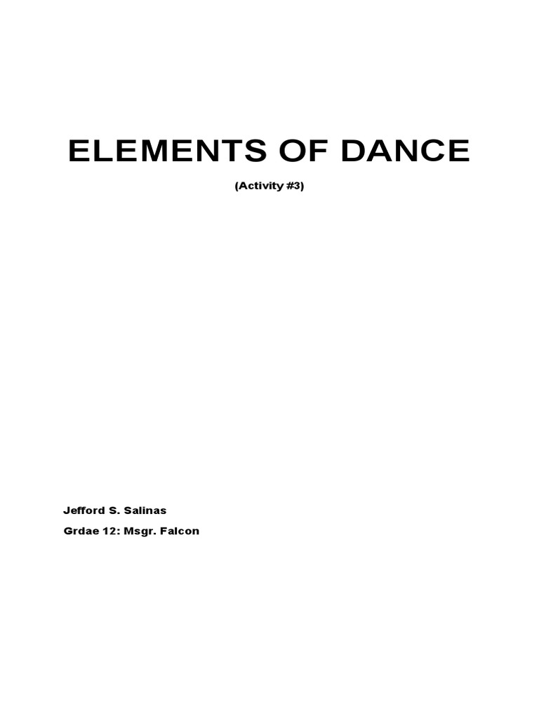 Elements of Dance: (Activity #3) | PDF