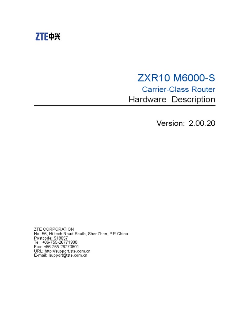 ZXR10 M6000-S (V2.00.20) Carrier-Class Router Hardware Description PDF | PDF | Power Supply ...