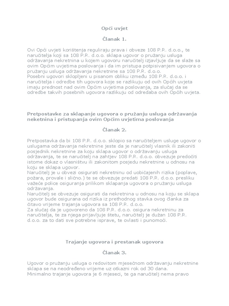 Primjer Ugovora | PDF