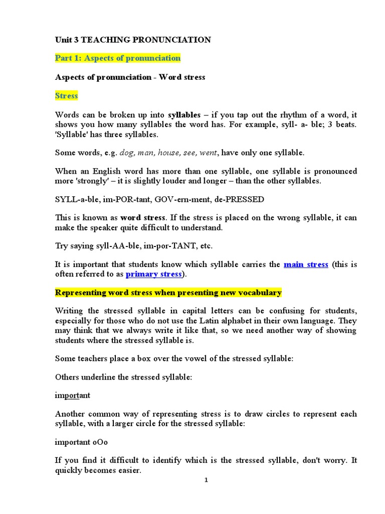 Teaching Pronunciation Basics | PDF | Stress (Linguistics) | English ...