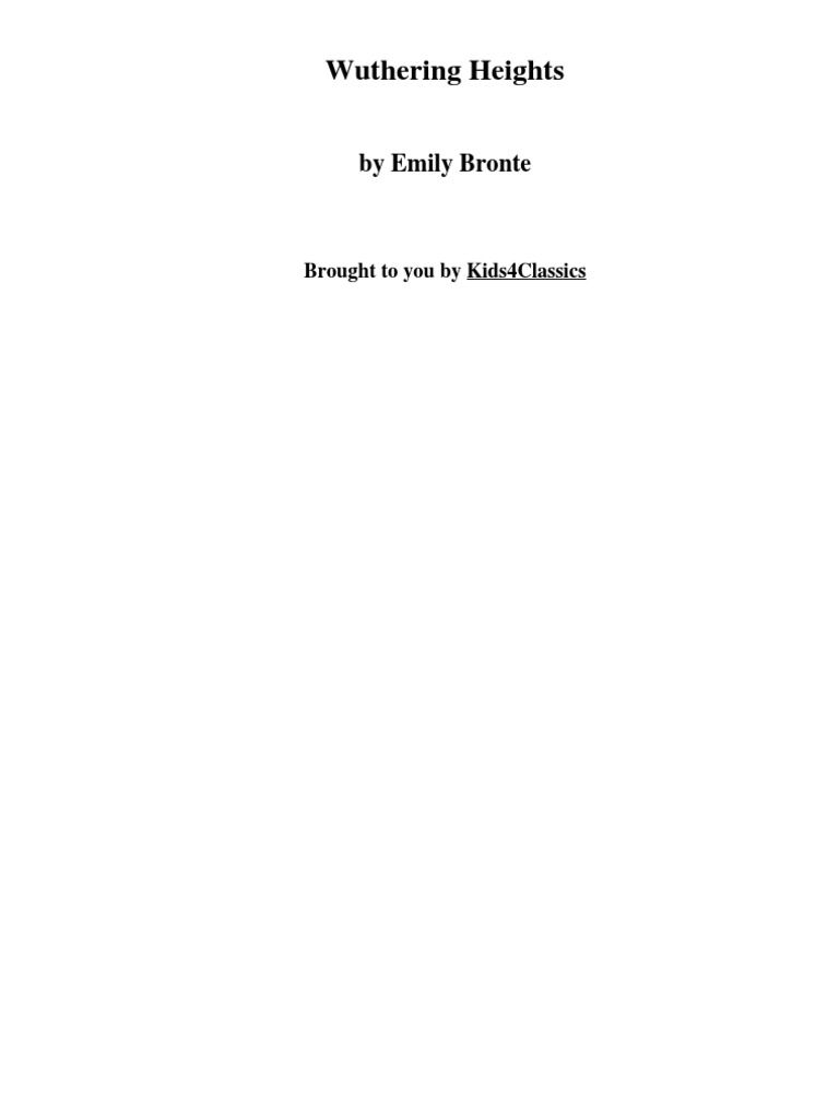 Wuthering Heights | PDF | Wuthering Heights | Heathcliff (Wuthering ...