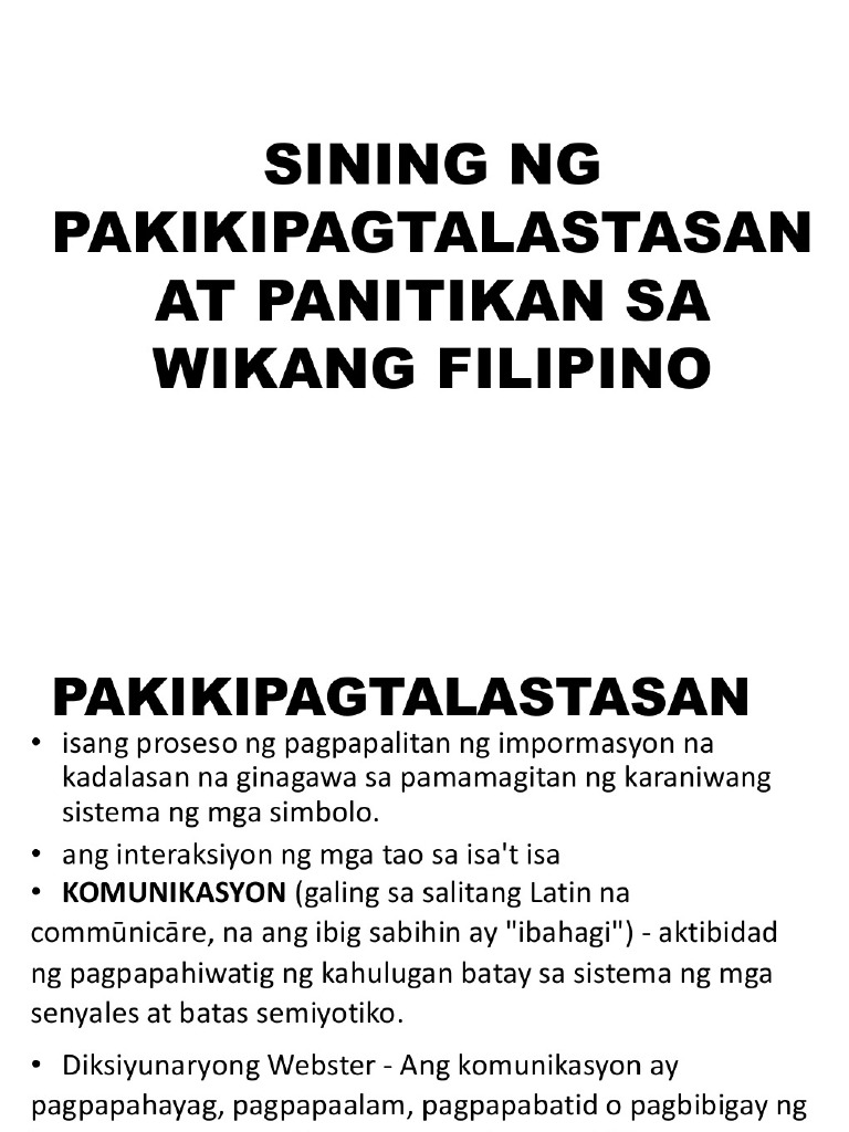 Sining NG Pakikipagtalastasan | PDF