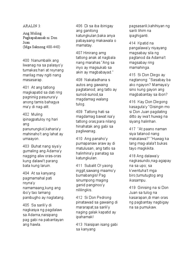 Ang Muling Pagkapahamak Ni Don Juan | PDF