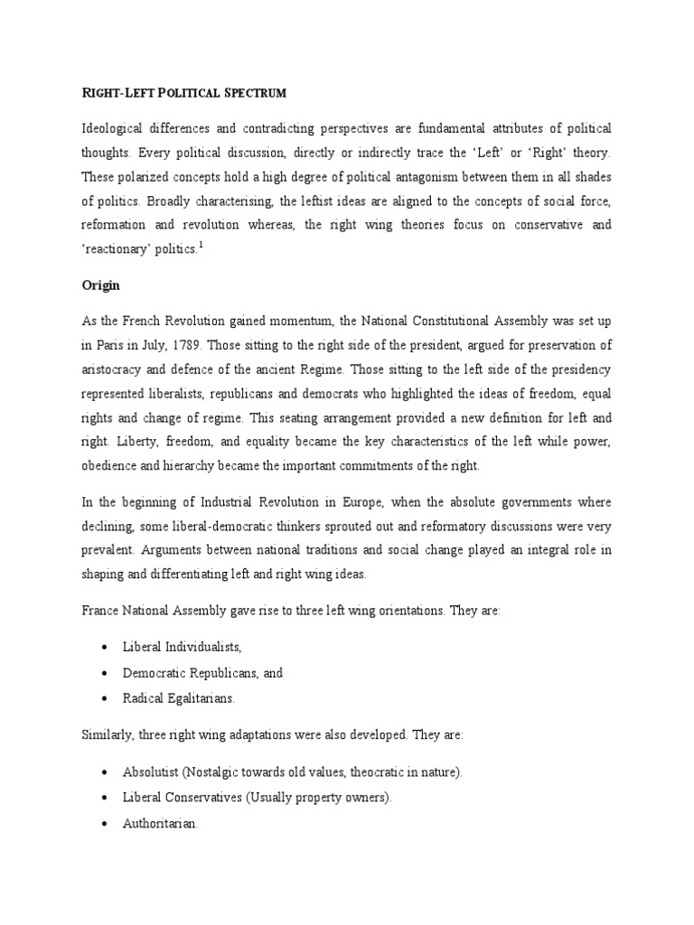 POLITICAL SPECTRUM: LEFT VS RIGHT | PDF | Right Wing Politics | Left ...