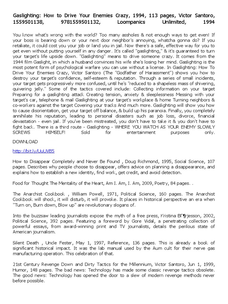 Gaslighting How To Drive Your Enemies Crazy PDF | PDF | Social Science ...