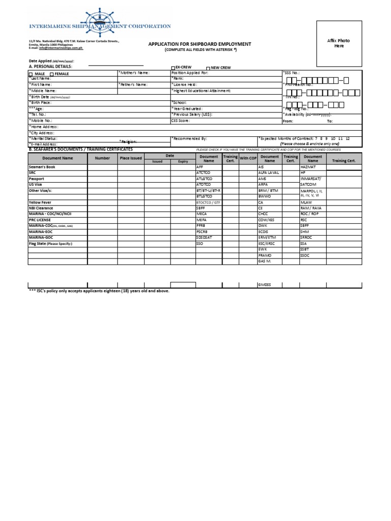 Isc Application Form | PDF | Business