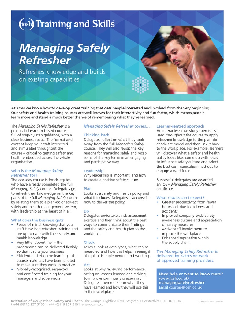 Managing Safely Refresher Fact Sheet | PDF | Occupational Safety And ...
