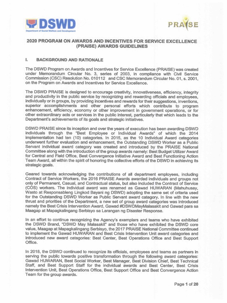 2020 Praise Awards Guidelines | PDF