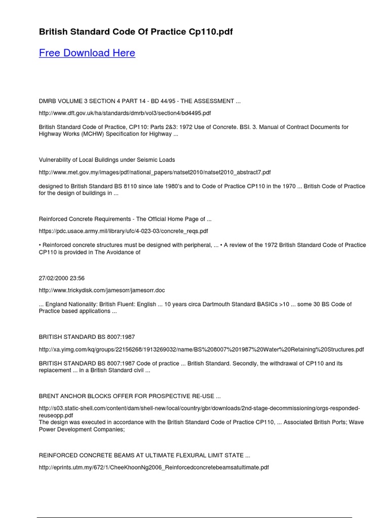 Free Download Here: British Standard Code of Practice Cp110 PDF | PDF