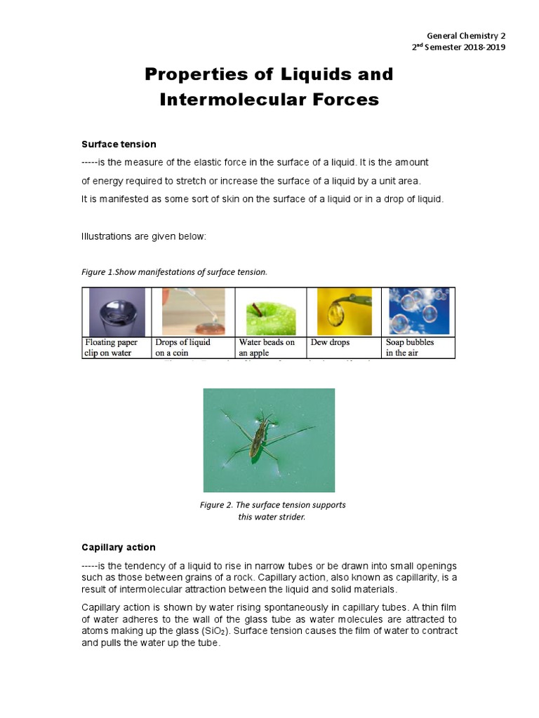 Properties of Liquids and Intermolecular Forces | PDF | Liquids ...
