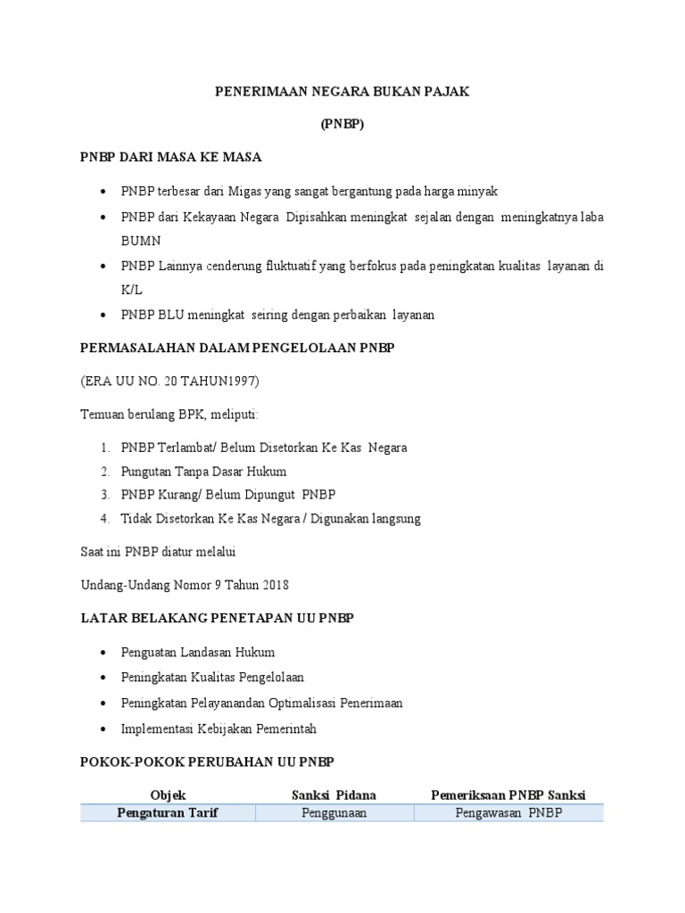 Pengelolaan PNBP dan UU No. 9/2018 | PDF