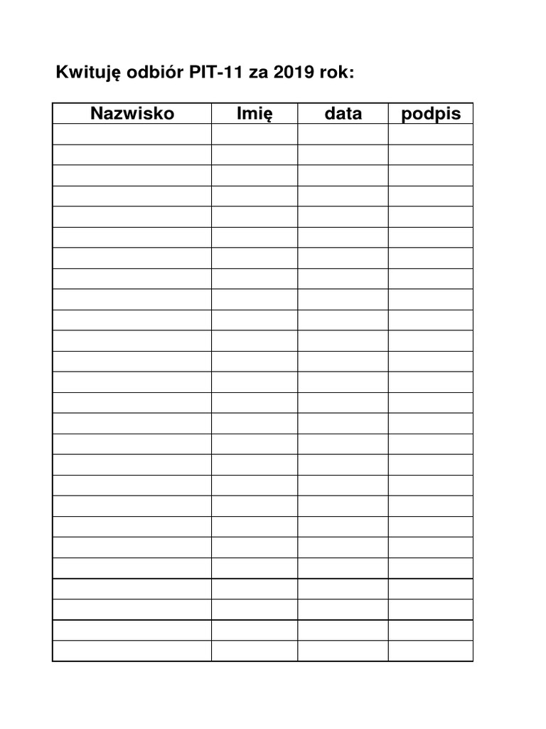 Potwierdzenie Odbioru PIT-11 | PDF