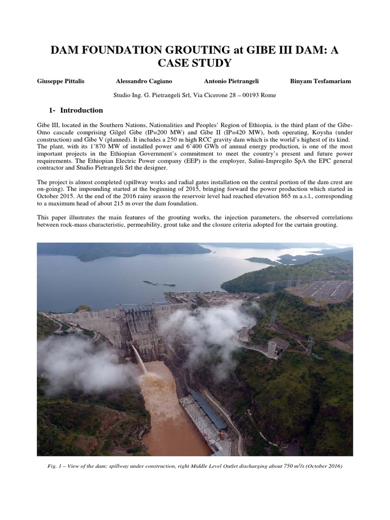 Grouting Techniques at Gibe III Dam | PDF | Dam | Reservoir