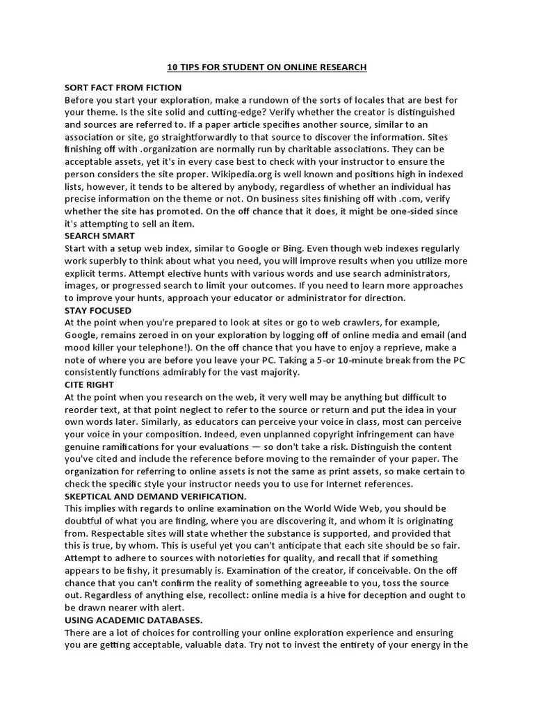 10 Tips For Student On Online Research | PDF | World Wide Web ...