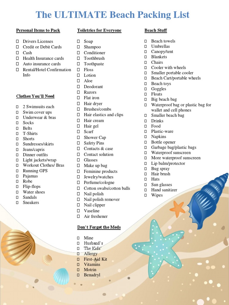 The ULTIMATE Beach Packing List: Personal Items To Pack Toiletries For ...