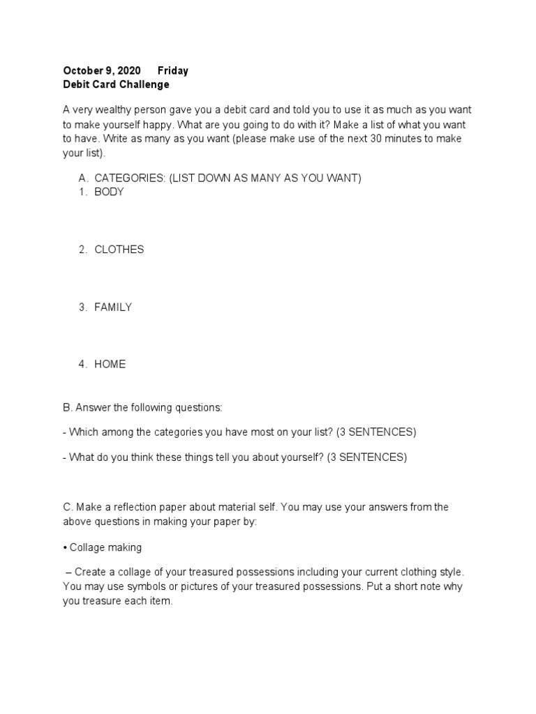 Debit Card Challenge PDF | PDF